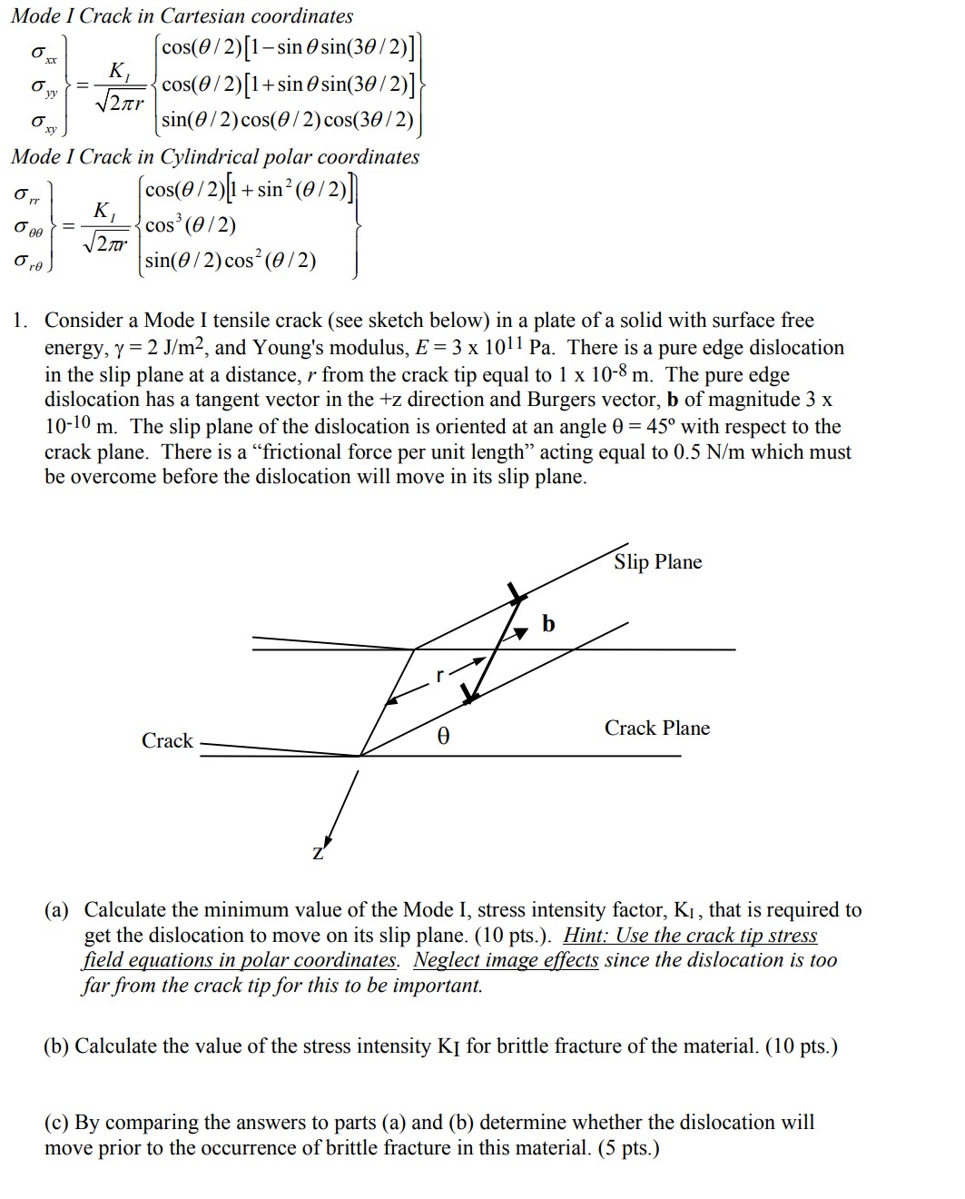 Solved Mode I Crack in Cartesian | Chegg.com