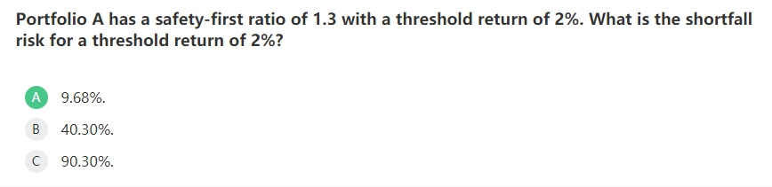 Solved Portfolio A has a safety-first ratio of 1.3 with a | Chegg.com