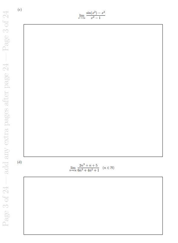 Solved Question 1 12 Marks Evaluate The Following Limits Chegg