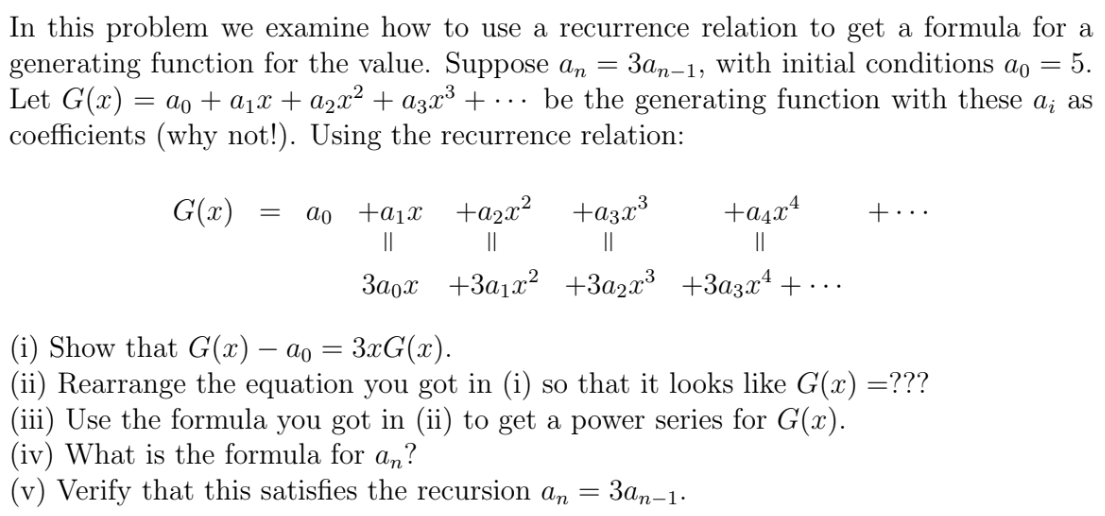 Solved , In this problem we examine how to use a recurrence | Chegg.com