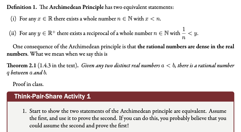 Solved Definition 1. The Archimedean Principle has two | Chegg.com