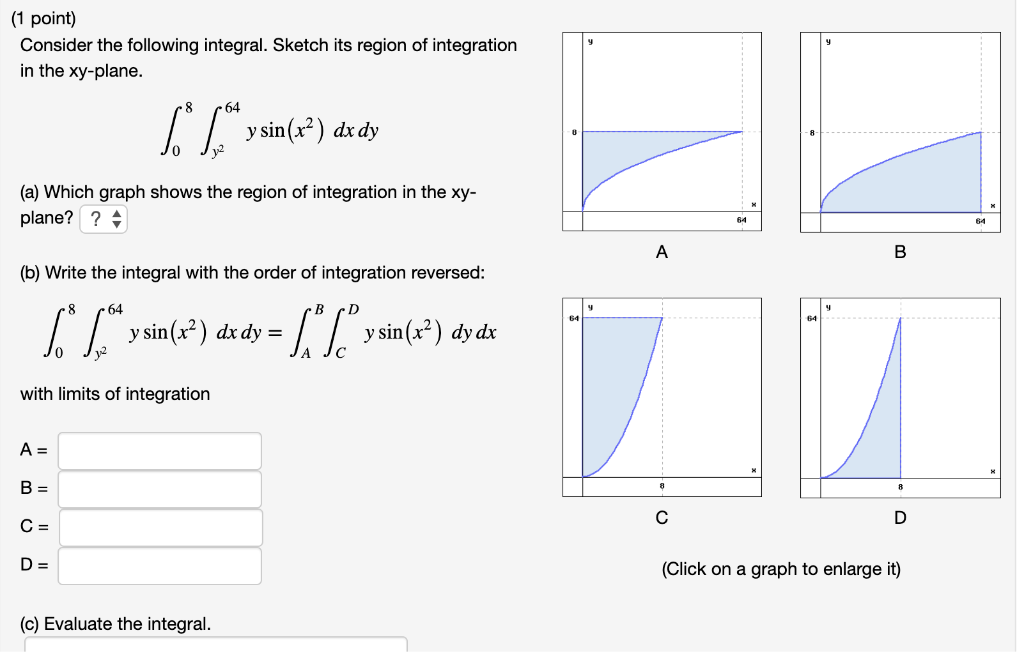 Solved (1 point) Consider the following integral. Sketch its | Chegg.com