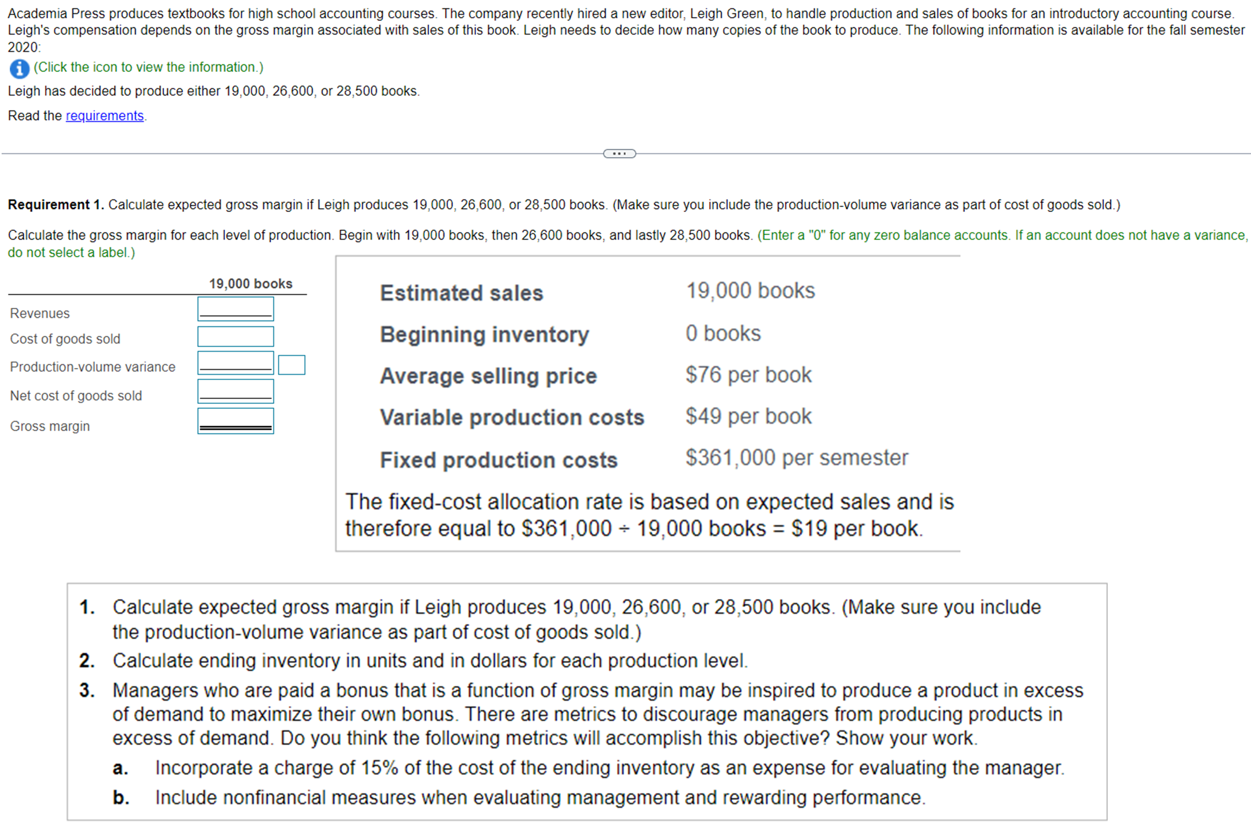 Solved Calculate expected gross margin if Leigh produces | Chegg.com