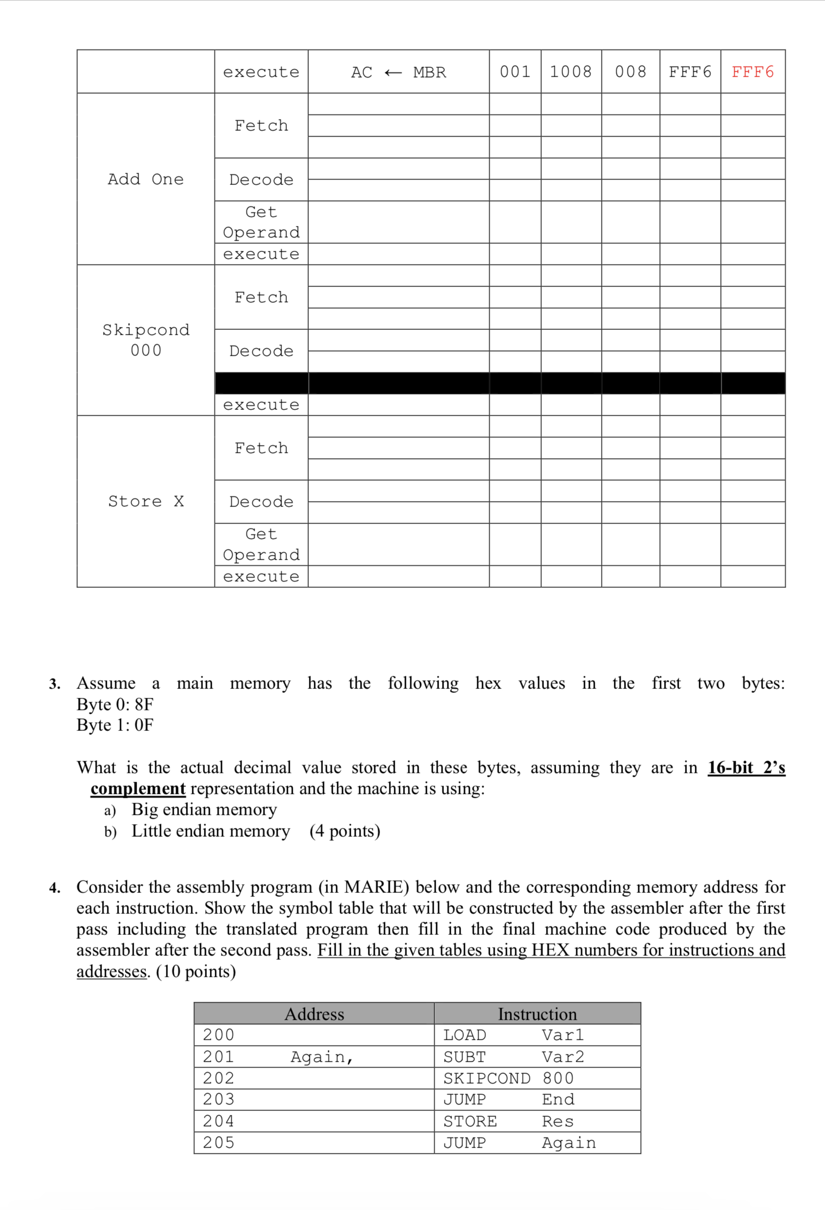 Solved 1. Write a program in MARIE assembly language to | Chegg.com