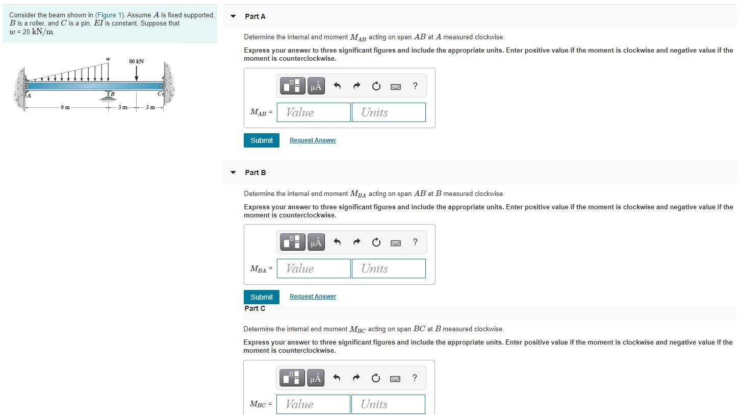 Solved Part A Consider the beam shown in (Figure 1). Assume | Chegg.com