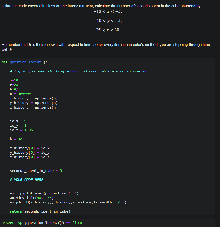 Using the code covered in class on the lorenz | Chegg.com
