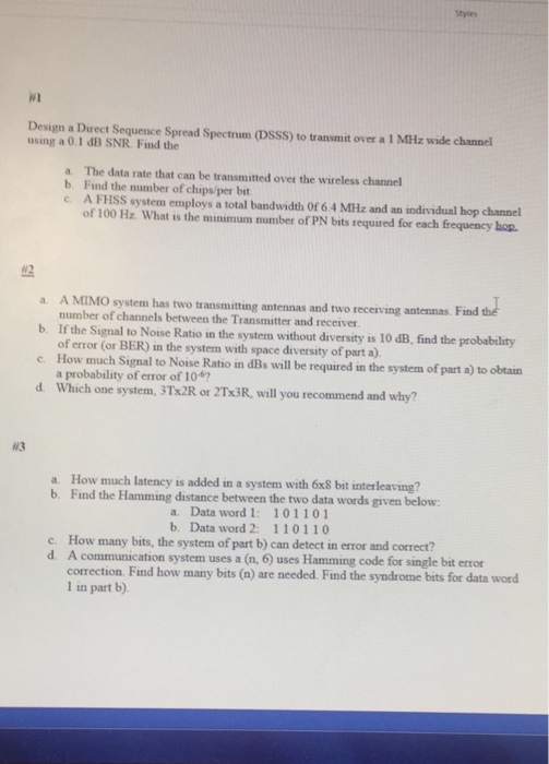 Solved Design A Direct Sequence Spread Spectrum Dsss To 
