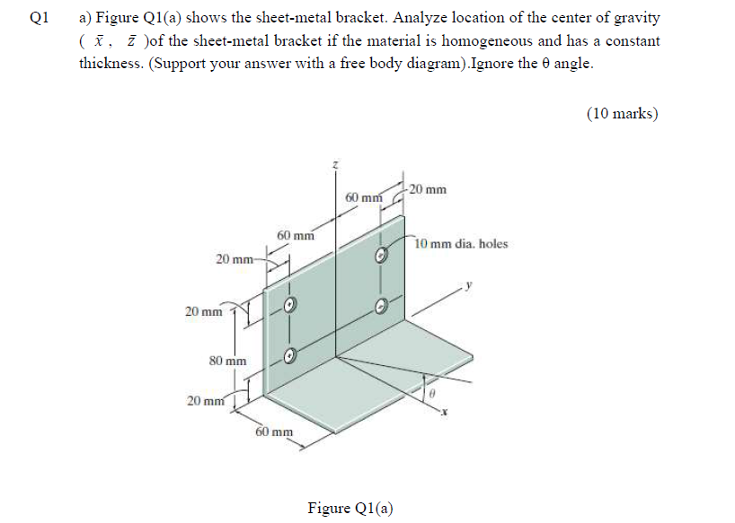 Solved Q1 a) Figure Q1(a) shows the sheet-metal bracket. | Chegg.com