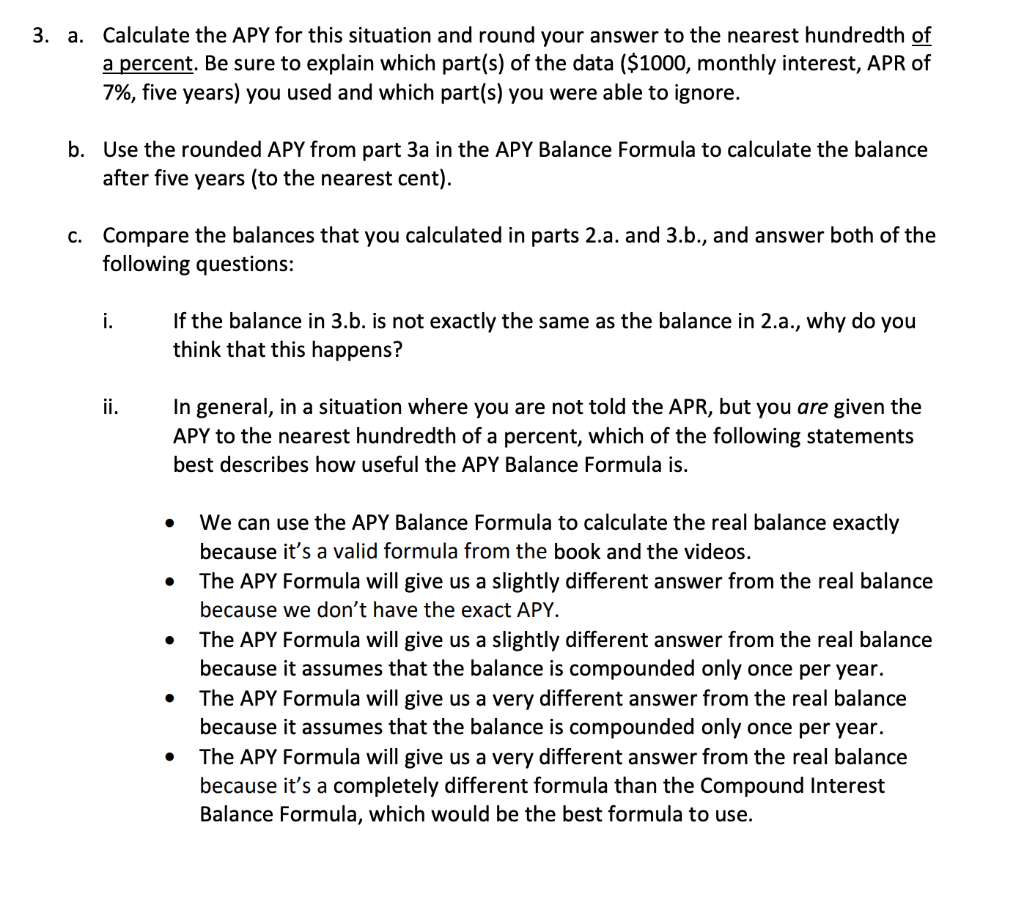 Solved a. Calculate the APY for this situation and round | Chegg.com