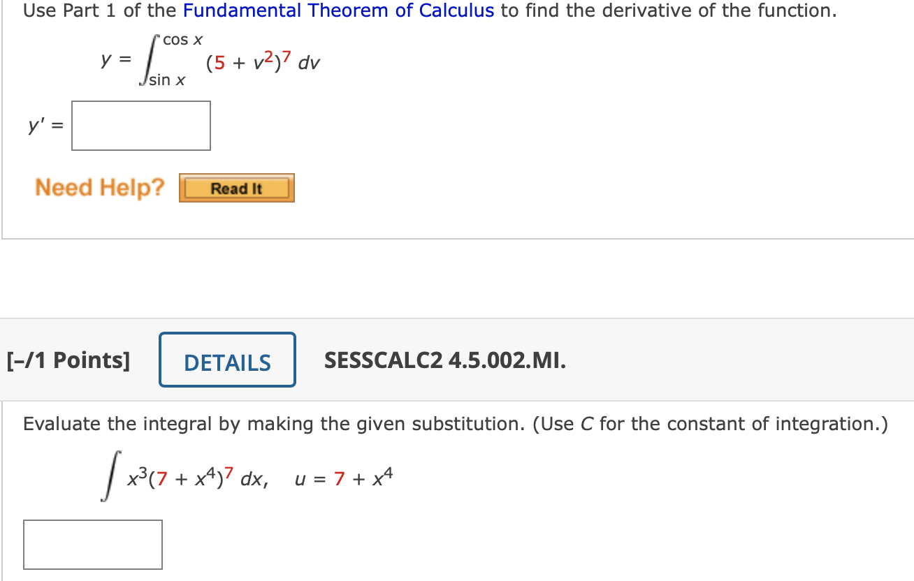 Solved Use Part 1 of the Fundamental Theorem of Calculus to | Chegg.com