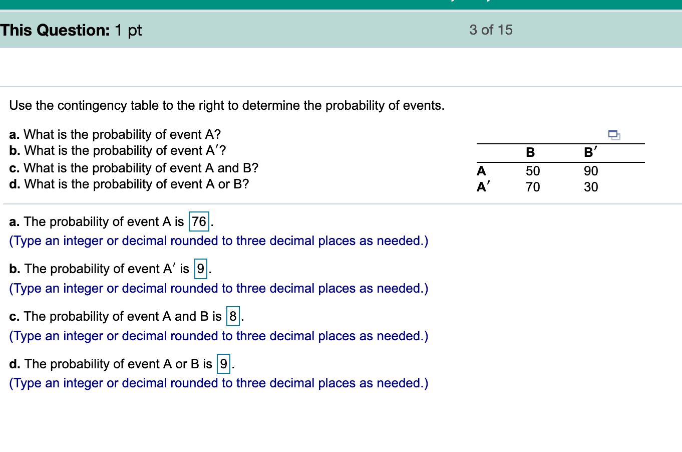 Solved Use the contingency table to the right to determine | Chegg.com