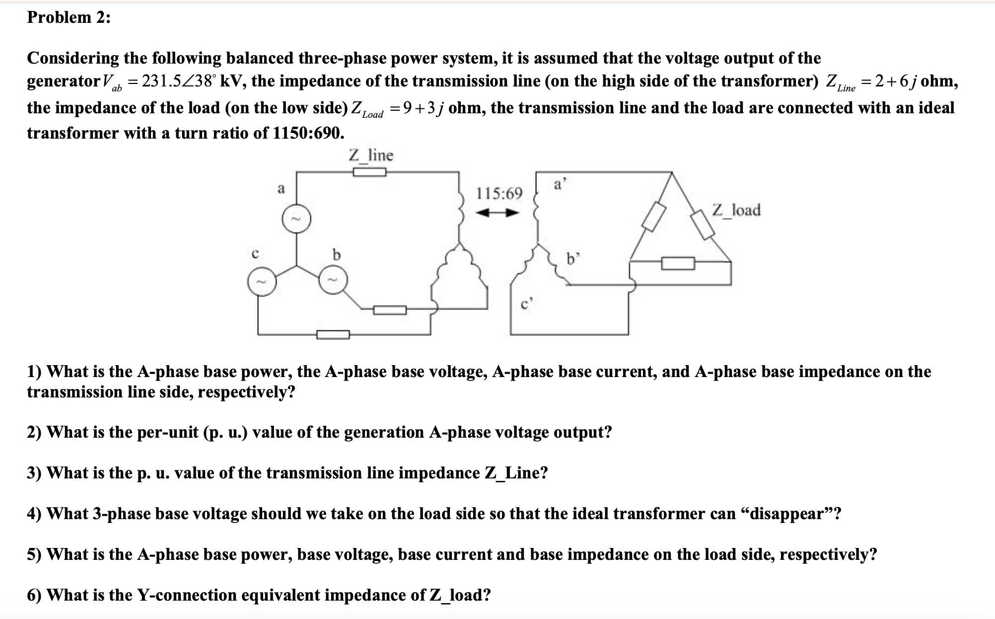 Solved Considering the following balanced three-phase power | Chegg.com