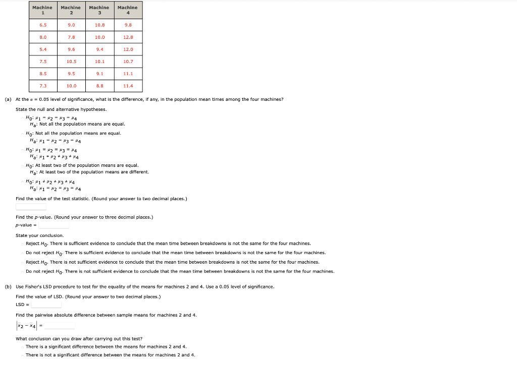 Solved Machine 1 Machine 2 Machine Machine 4, 6.5 9.0 10.8 | Chegg.com
