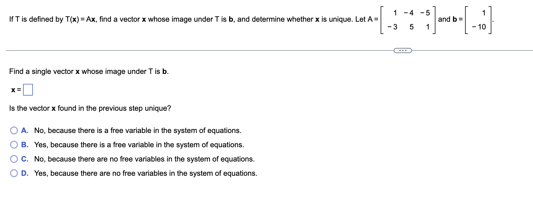 Solved 1 4 5 1 ^ - - - - - - ₁] and b = 3 5 1 10 If T is | Chegg.com