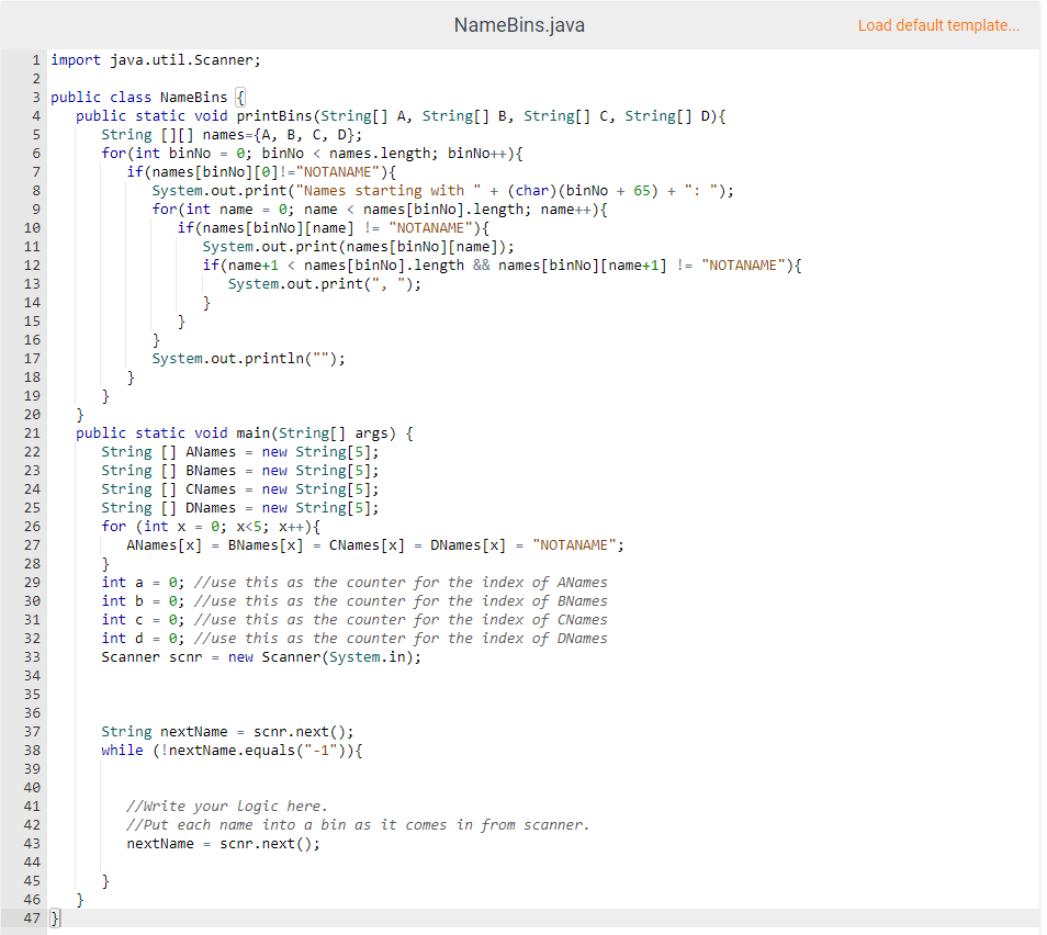 Solved 31.41 Ch. 14: Name Bins (Multiple Arrays, loops) This | Chegg.com