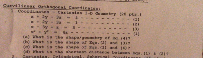 Solved Curvilinear Orthogonal Coordinates 1 Coordinates