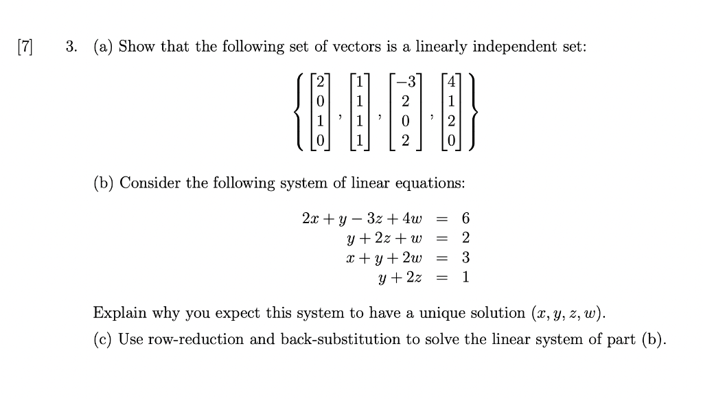 Solved 3. (a) Show that the following set of vectors is a | Chegg.com