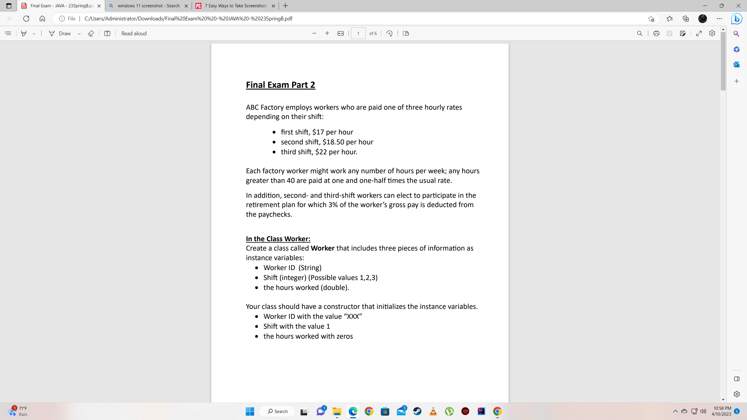 Solved Final Exam Part 2 ABC Factory employs workers who are | Chegg.com