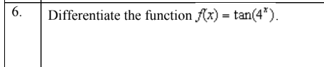 Solved Differentiate the function f(x)=tan(4x). | Chegg.com