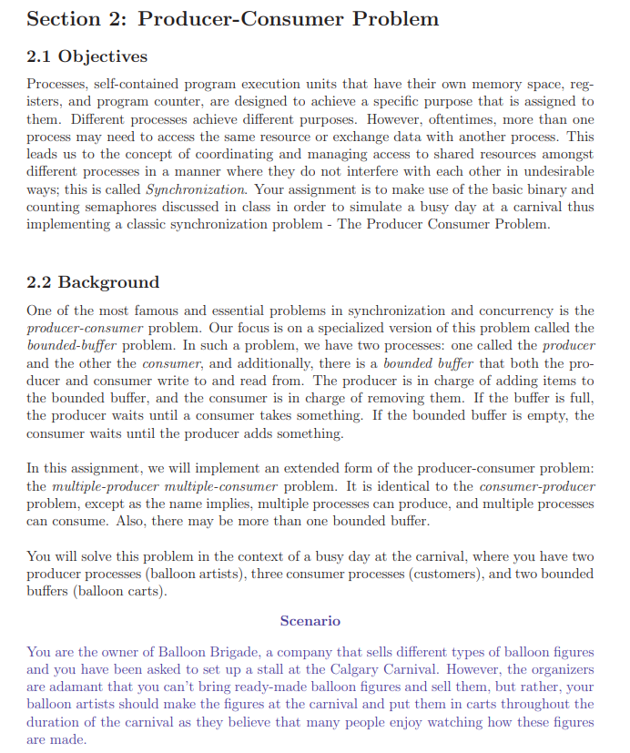 Solved 2.1 Objectives Processes, self-contained program | Chegg.com