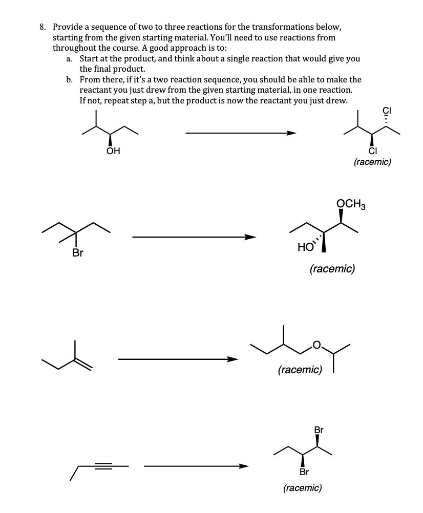 Solved 8. Provide a sequence of two to three reactions for | Chegg.com