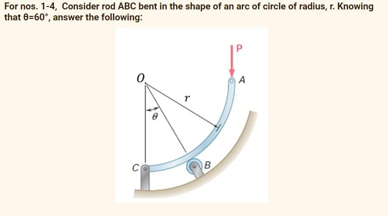 Solved For nos. 1−4, Consider rod ABC bent in the shape of | Chegg.com