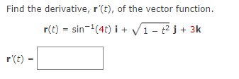 Solved Find the derivative, r′(t), of the vector function. | Chegg.com