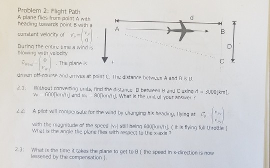 Solved Problem 2: Flight Path A plane flies from point A | Chegg.com