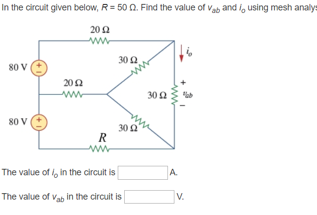 Solved In the circuit given below, R = 50 2. Find the value | Chegg.com