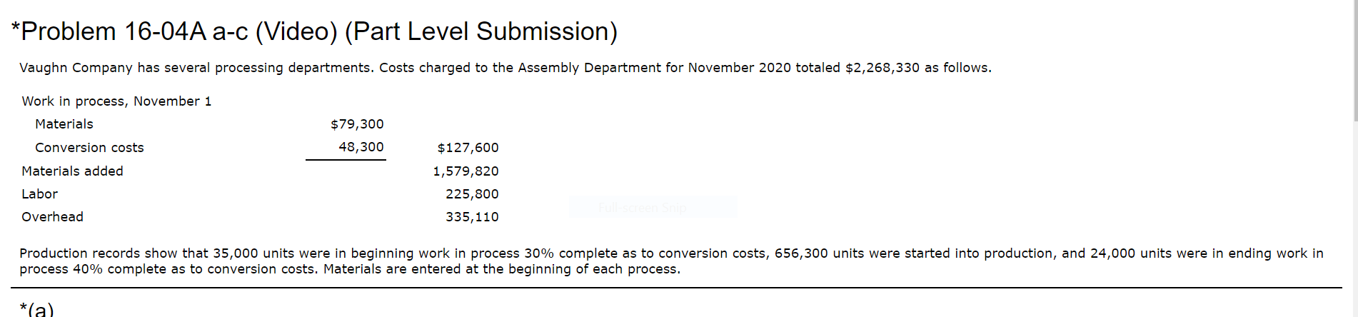 Solved *Problem 16-04A a-c (Video) (Part Level Submission) | Chegg.com
