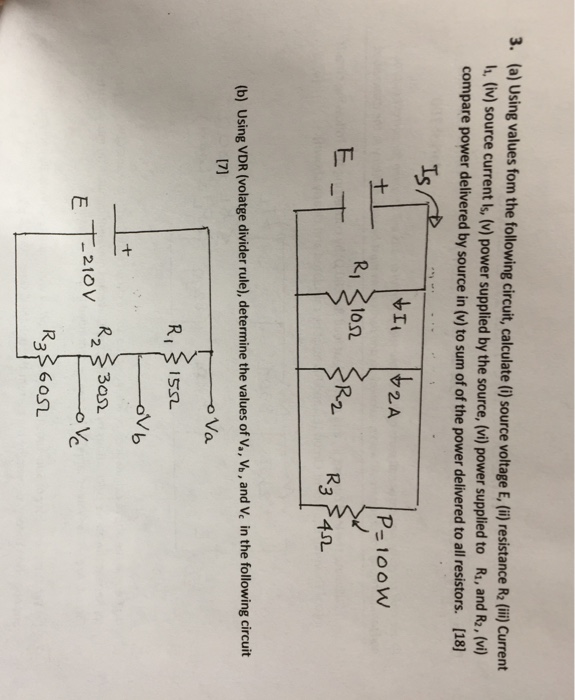 Solved Using values form the following circuit, calculate | Chegg.com