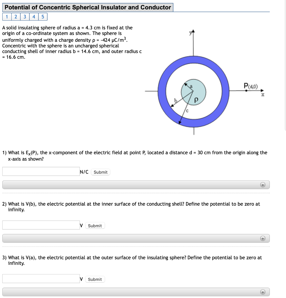 Solved Potential of Concentric Spherical Insulator and | Chegg.com