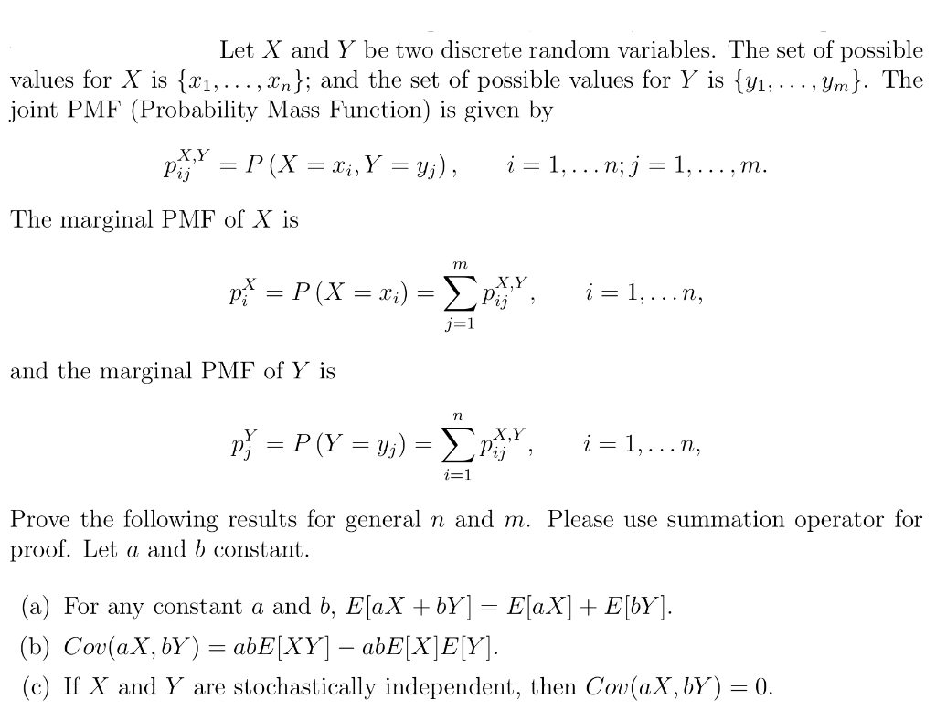 Solved Let X and Y be two discrete random variables. The set | Chegg.com