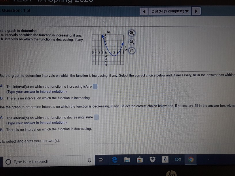 Solved Question: 1 pt 2 of 34 (1 complete) the graph to | Chegg.com