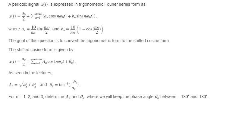 Solved A periodic signal x(t) is expressed in trigonometric | Chegg.com
