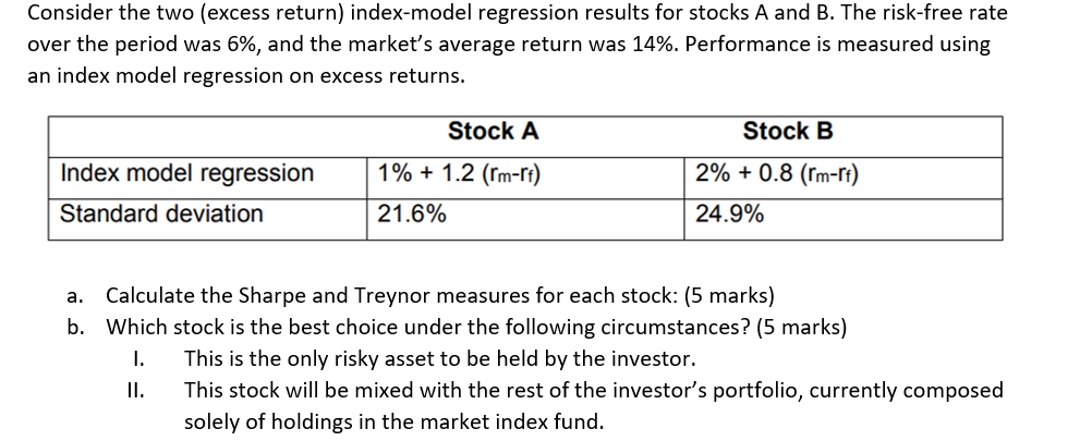 Solved Consider the two (excess return) index-model | Chegg.com