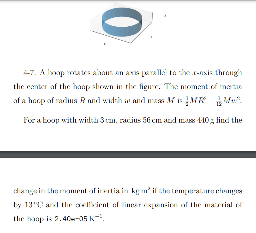 Solved 4-7: A hoop rotates about an axis parallel to the | Chegg.com