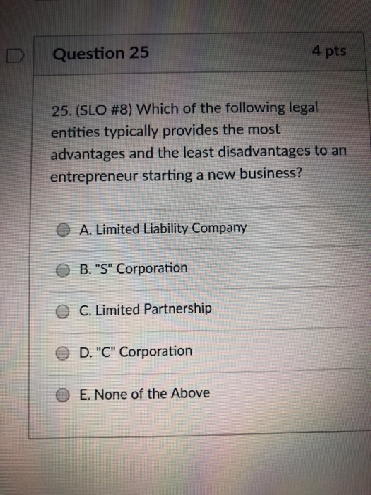 Solved DQuestion 25 4 pts 25. (SLO #8) which of the | Chegg.com Solved DQuestion 25 4 pts 25. (SLO #8) which of the | Chegg.com