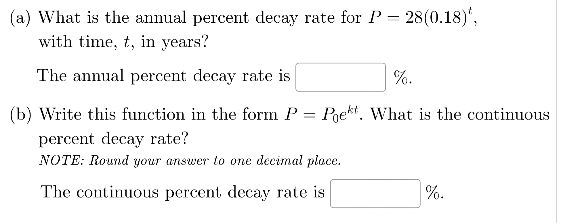 Solved (a) What is the annual percent decay rate for | Chegg.com