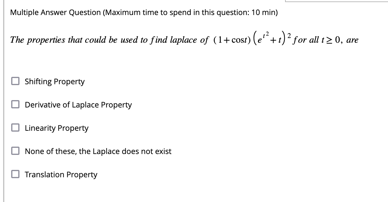 Solved Multiple Answer Question (Maximum time to spend in | Chegg.com