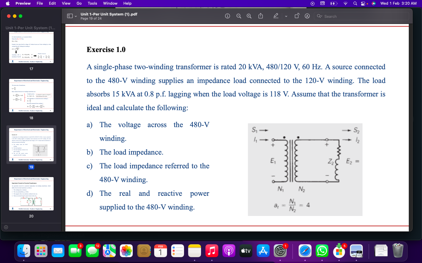 Solved A single-phase two-winding transformer is rated | Chegg.com