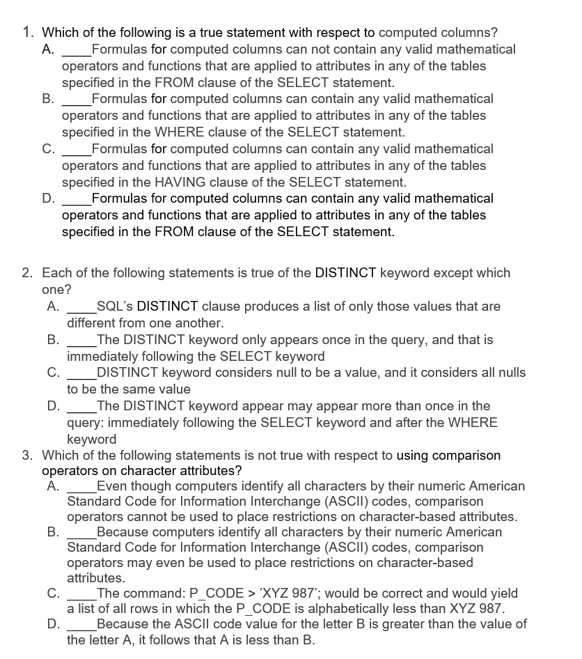 Solved 1. Which of the following is a true statement with | Chegg.com