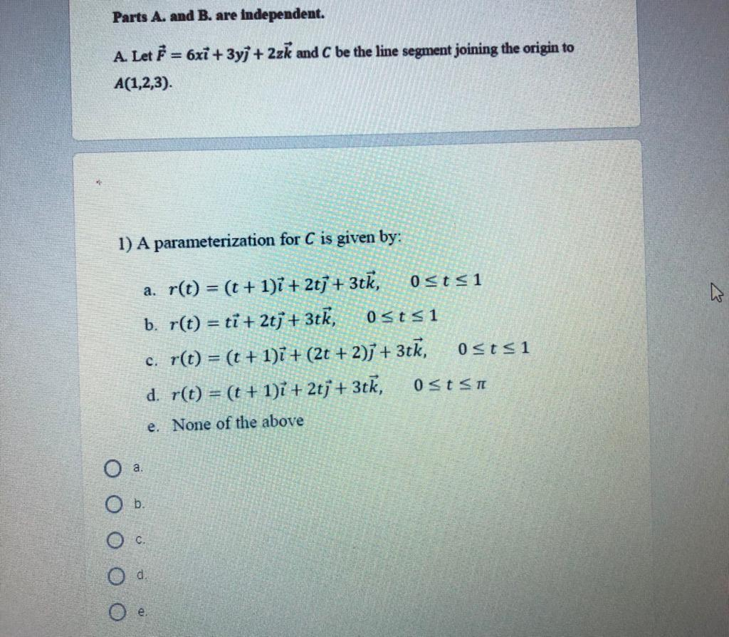 Solved Parts A. and B. are independent. A. Let F = 6xi + 3yj | Chegg.com
