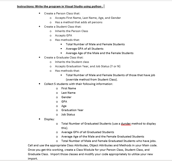 Instructions: Write the program in Visual Studio | Chegg.com