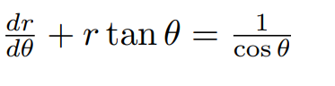 Solved dθdr+rtanθ=cosθ1 | Chegg.com