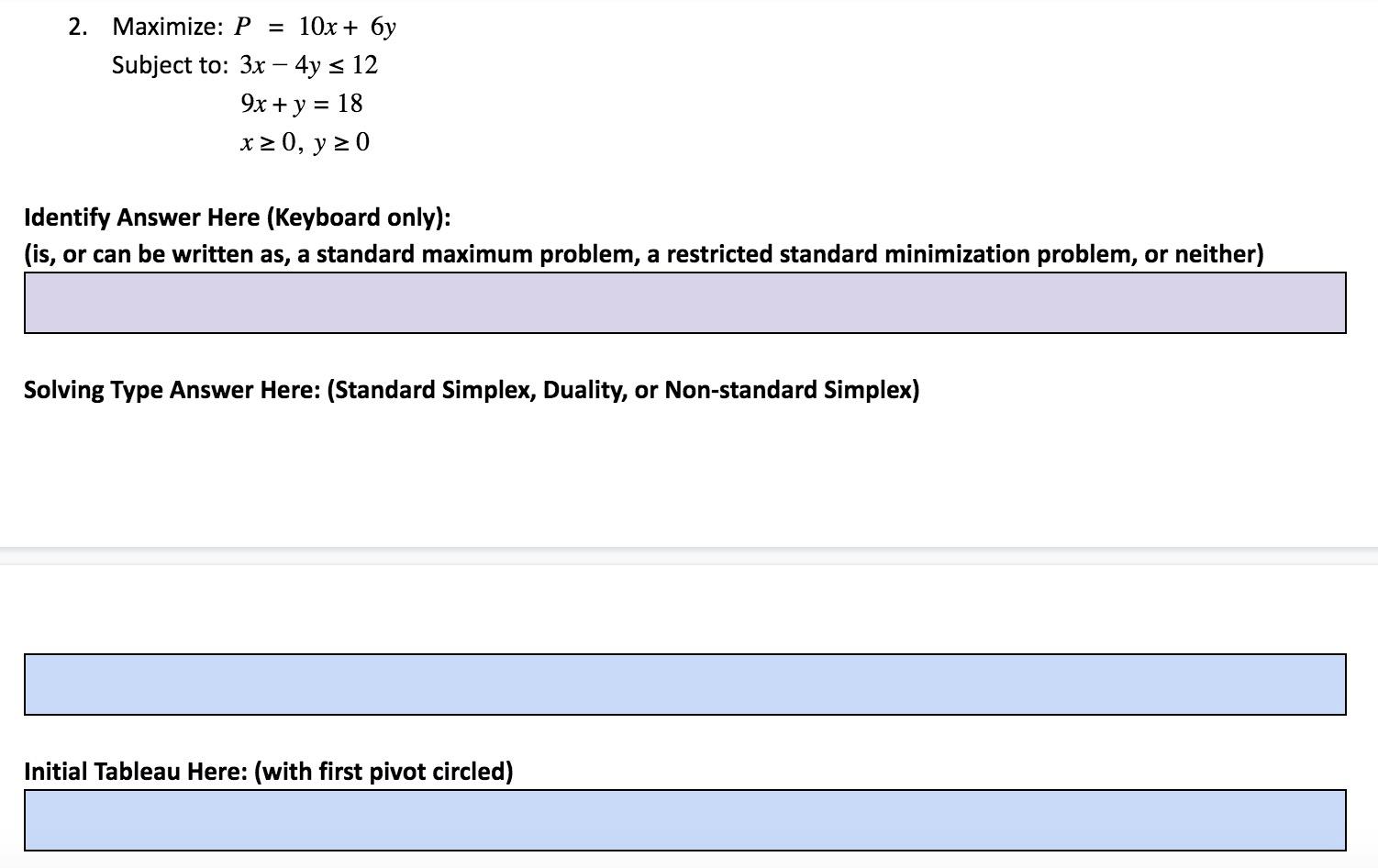 Solved Identify if the given linear programming problem is, | Chegg.com