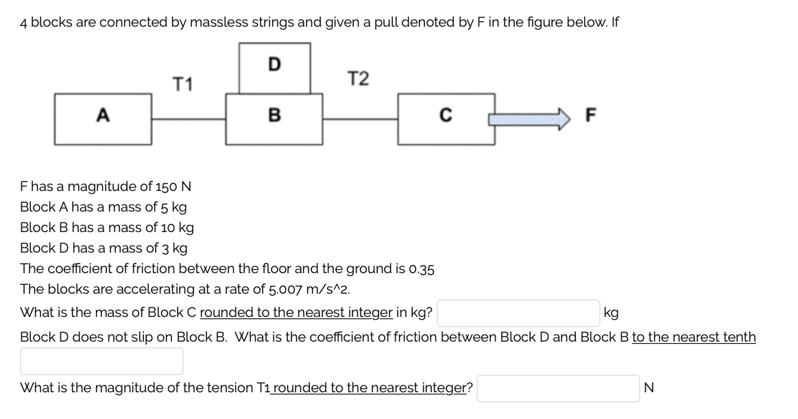 Solved 4 blocks are connected by massless strings and given | Chegg.com