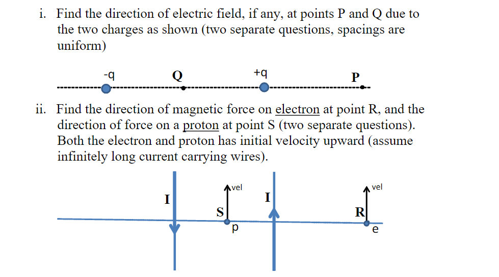 Solved Find the direction of electric field, if any, at | Chegg.com