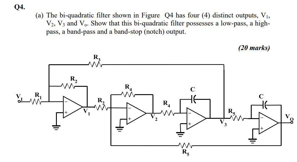 (a) The bi-quadratic filter shown in Figure Q4 has | Chegg.com