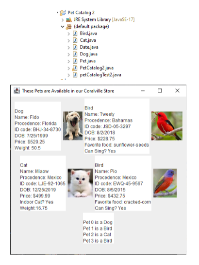 Solved Make a new Project on Eclipse. Use your classes from | Chegg.com | Chegg.com